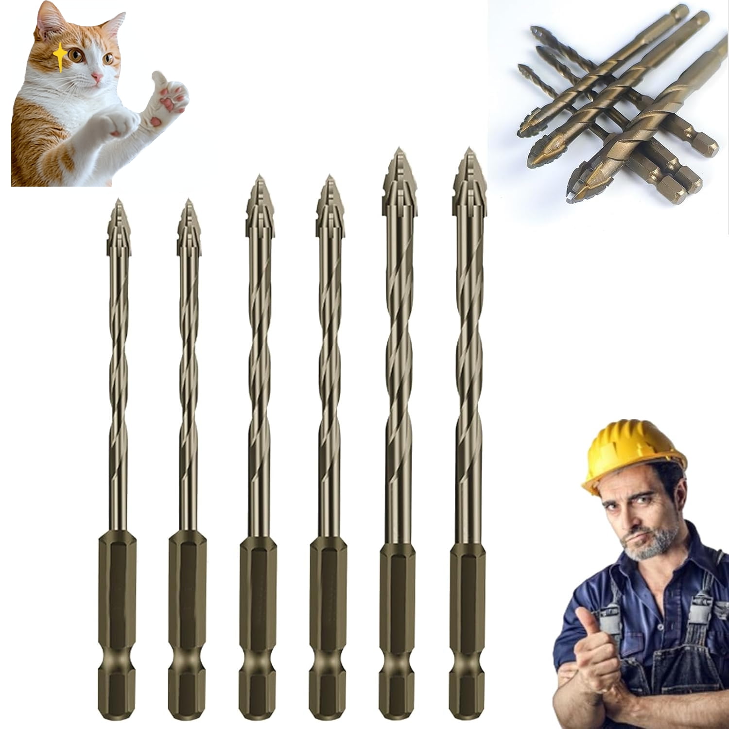 New Four-Flute Sawtooth Eccentric Drill Bit Set, Four Blade Serrated ...