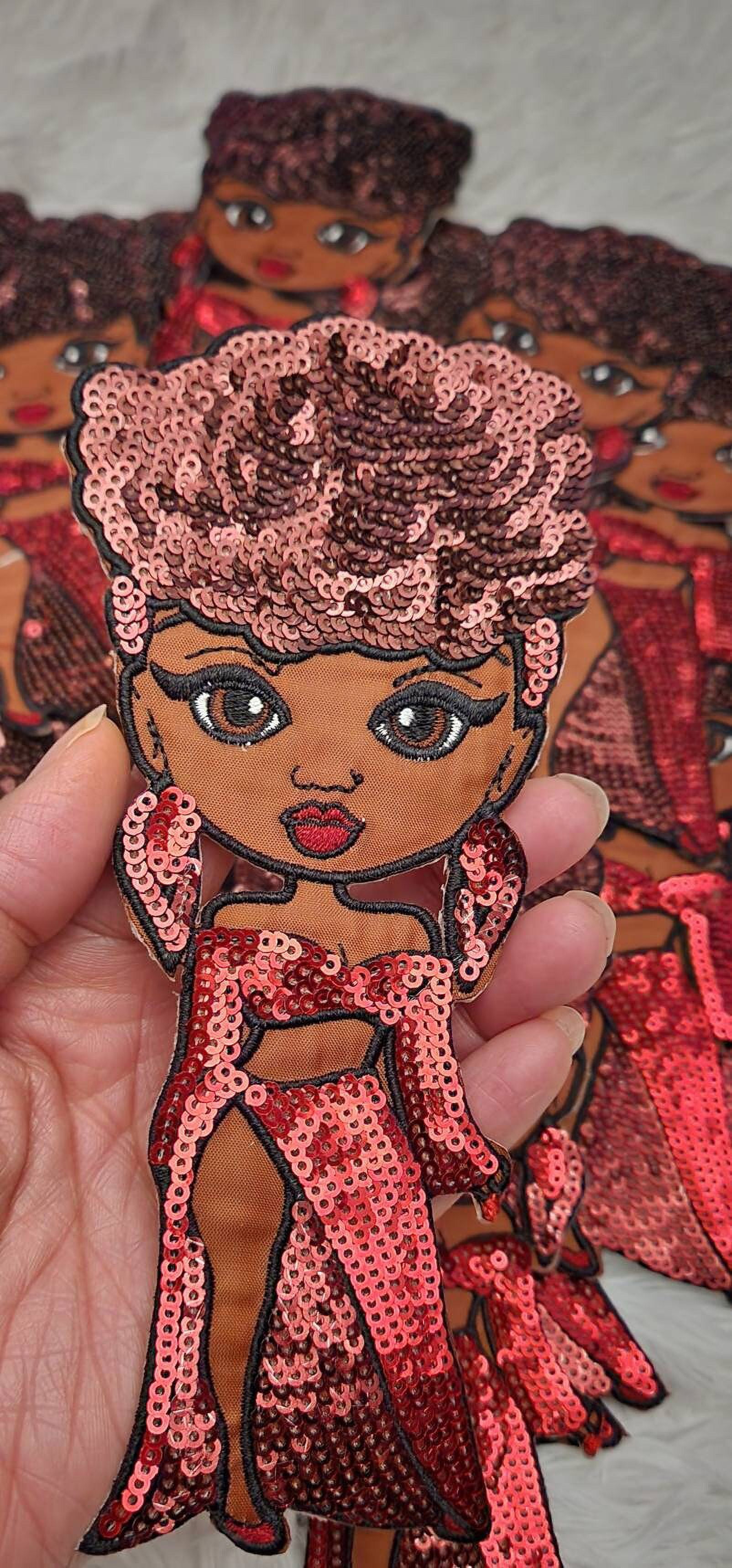 New, "Foxy Red Carlotta" Sequins & Satin, 6" Patch, Iron-on Applique ...