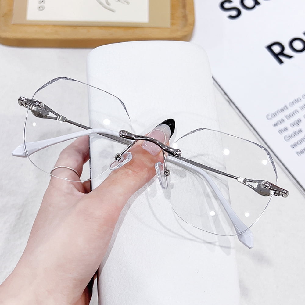 New Frameless Oversized Blue Light Blocking Polygon White Reading ...