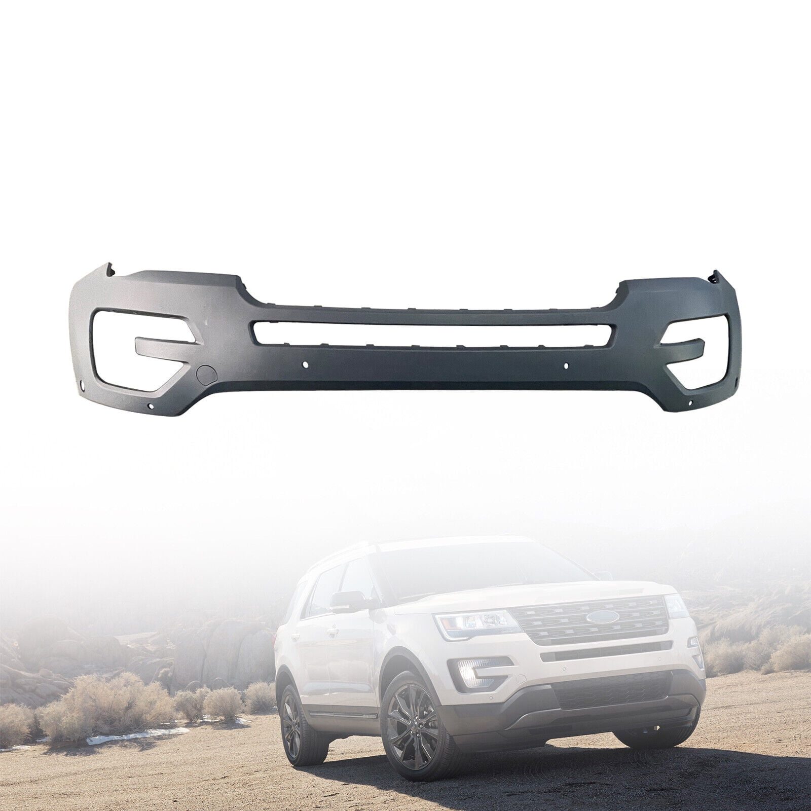 New Front Bumper Cover W/ Tow Hook Hole Fits 16-17 Ford Explorer w ...