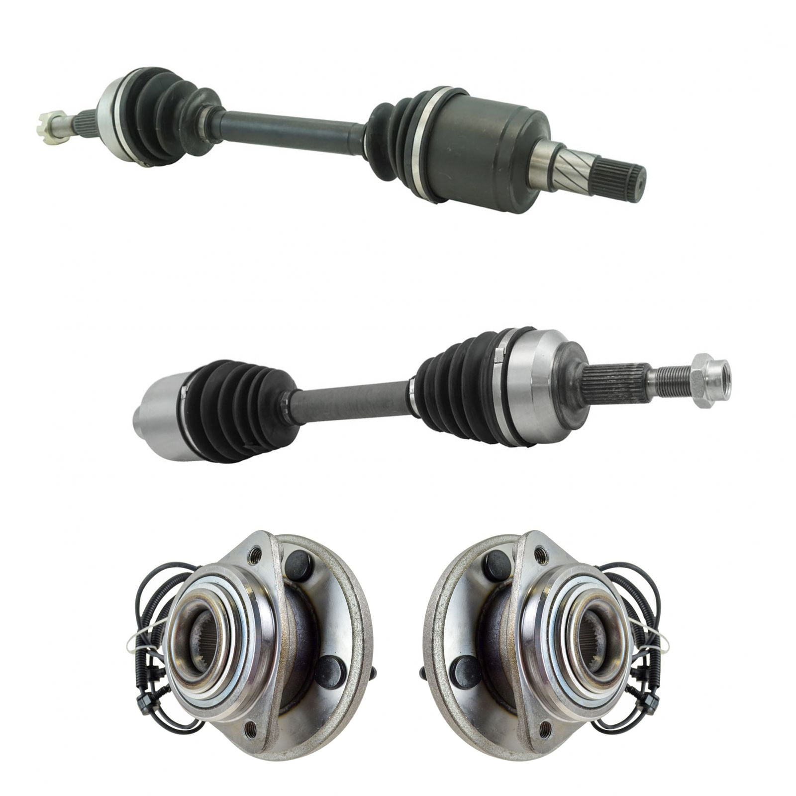 New Front CV Axle Shafts & Wheel Hub Bearing Assemblies Set of 4 for ...