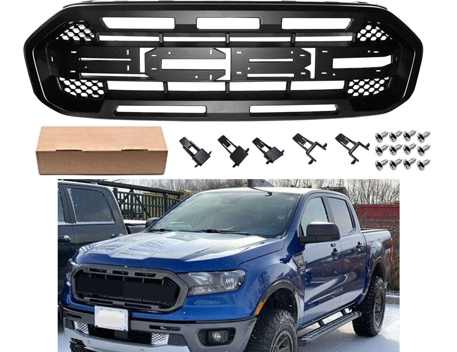 New Front Hood Grille Grill Black Fits 2019 - 2022 Ford Ranger T8 MK3 ...