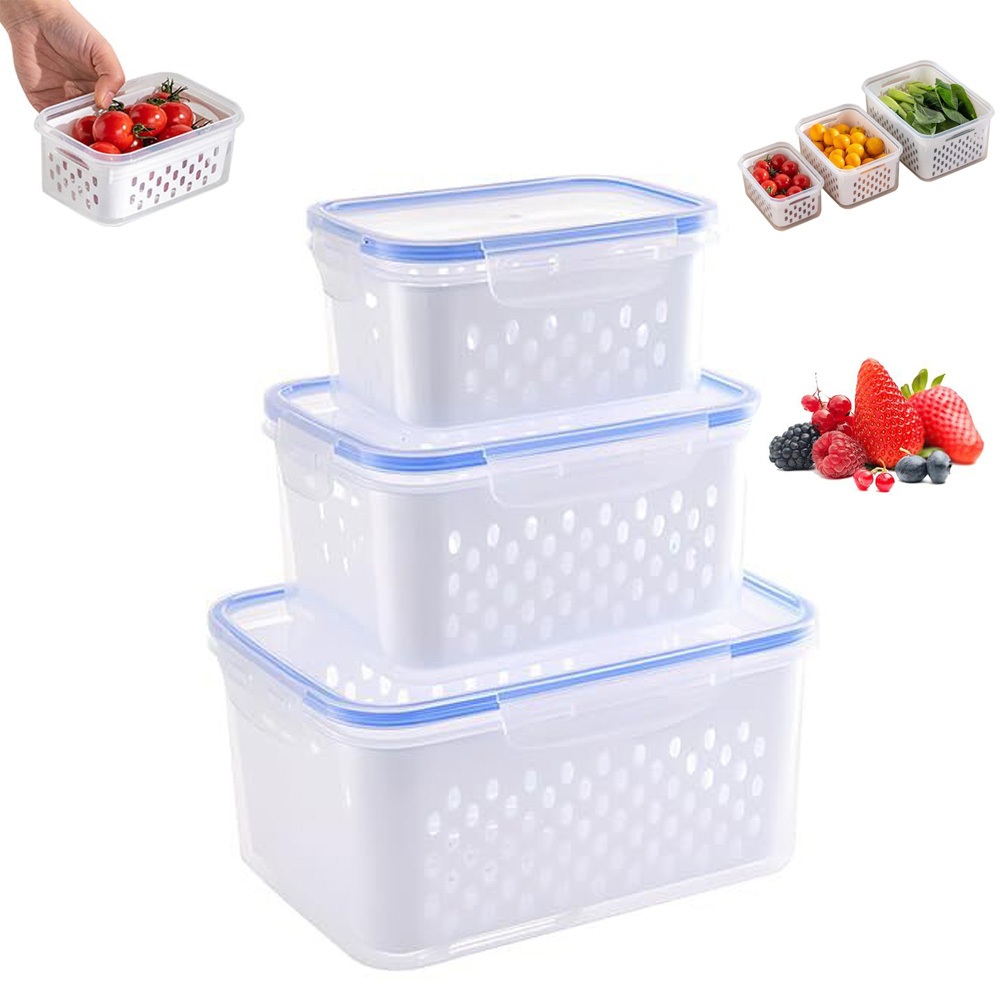 New Fruit & Vegetable Storage Containers for Fridge Household ...