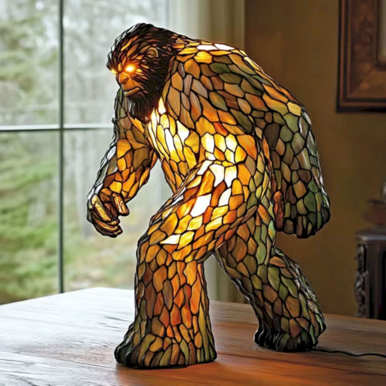 New! Fun Sasquatch Lamp, 8in Stained Resin Sasquatch Tabletop Night ...