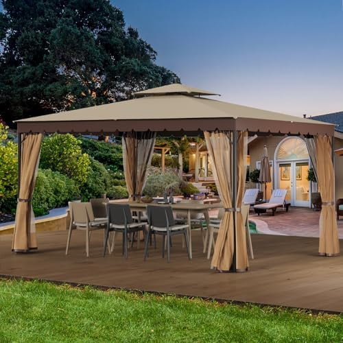 [New-Gen] Outdoor Patio Gazebo 10x13,Gazebo with Mosquito Netting ...