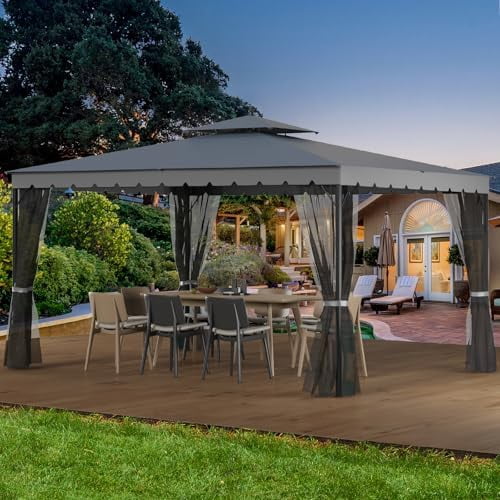 [New-Gen] Outdoor Patio Gazebo 10x13,Gazebo with Mosquito Netting ...