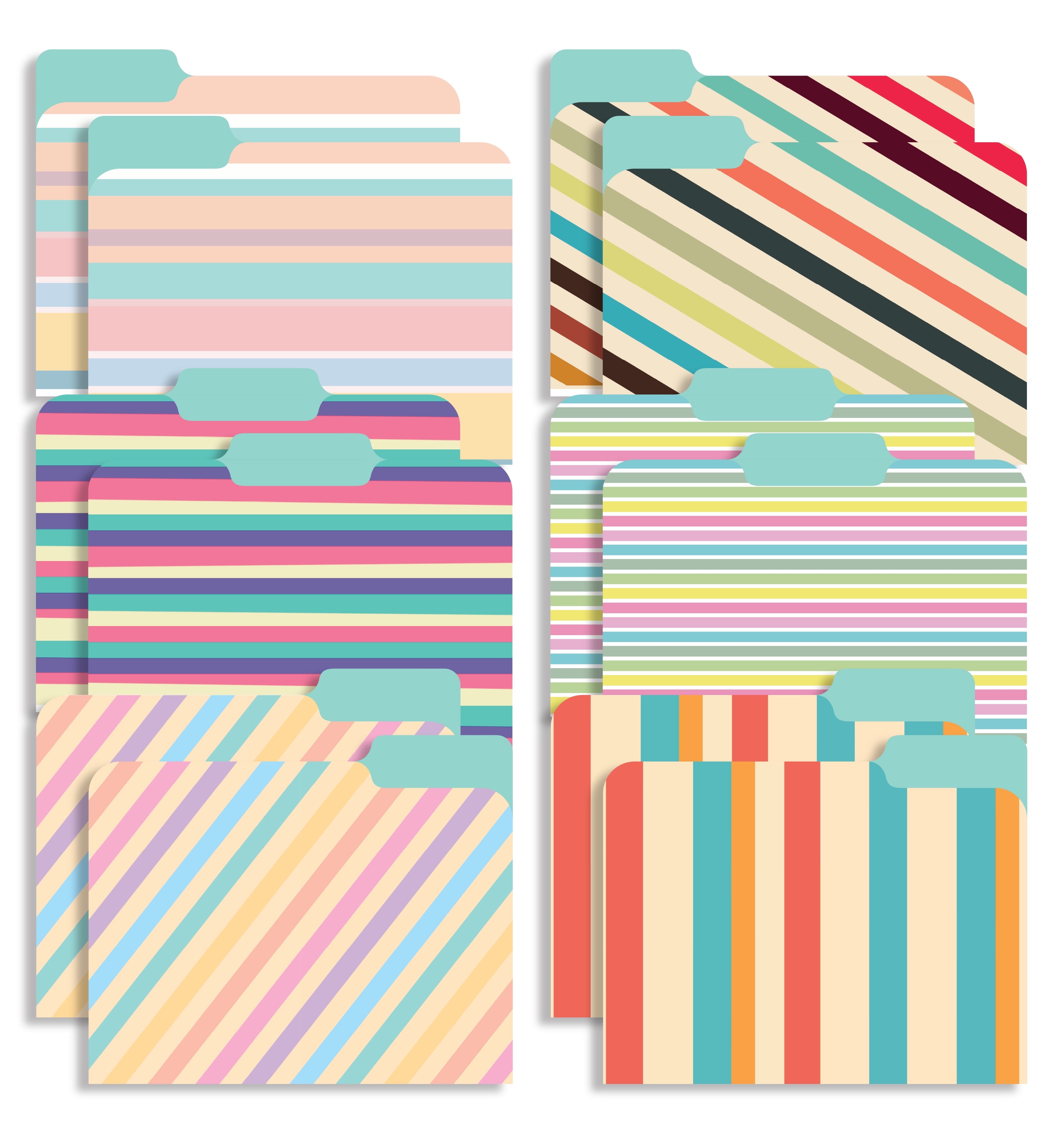 New Generation - 12 Pack Decorative 1/3 Cut Tab File Folders with ...