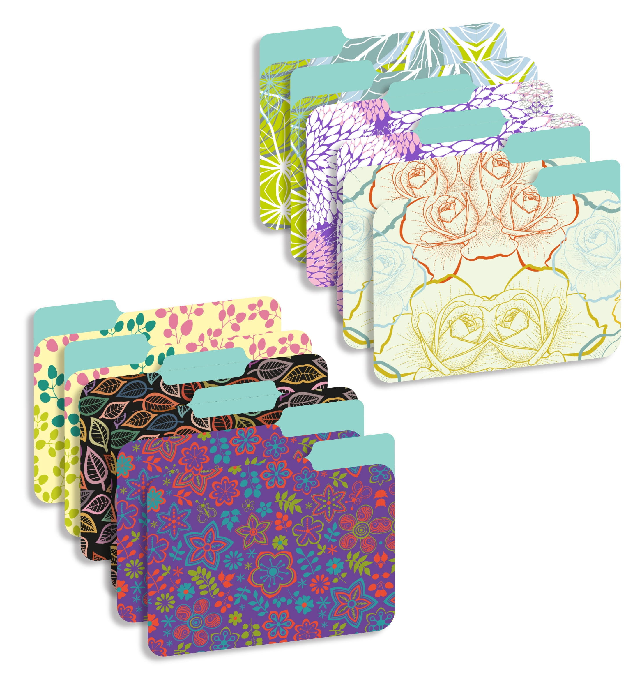 New Generation Floral 1/3 Cut Tab File Folder, Multicolor, 12 Pack ...