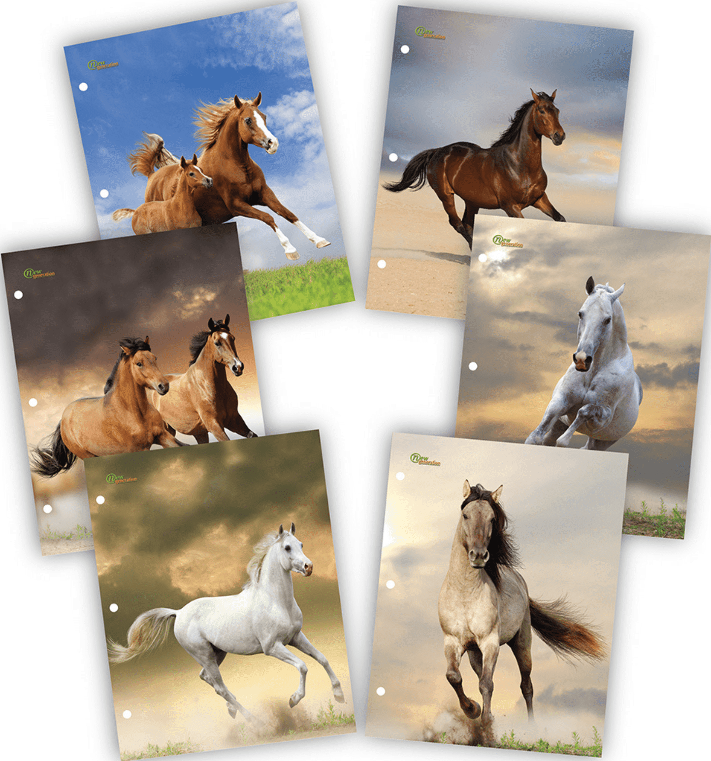 New Generation Kids & Teens Heavy Duty 2 Pocket Folders - Horses Design ...