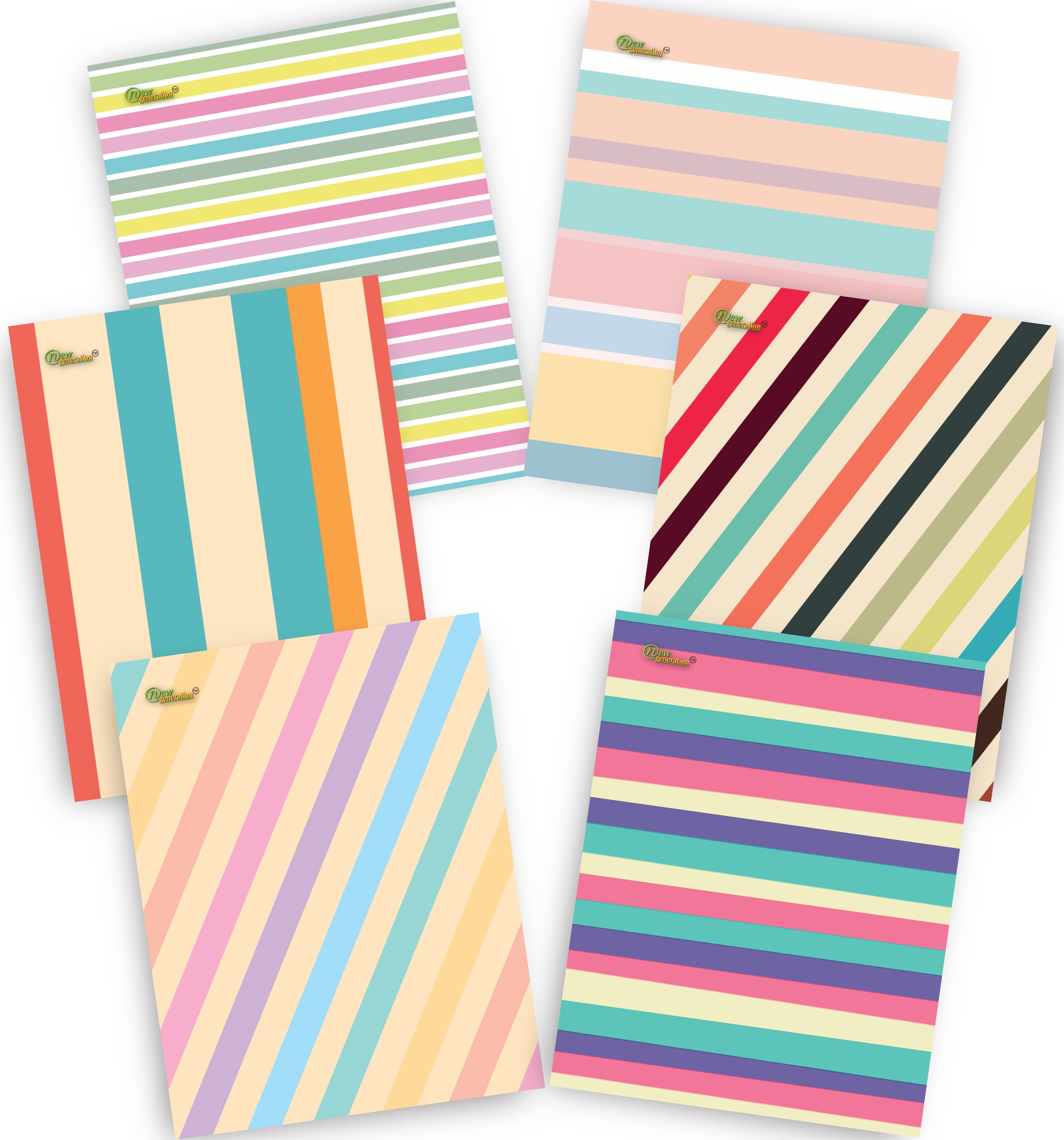 New Generation -Stripes Patterns - 2 Pocket Folders, Assorted Designs ...