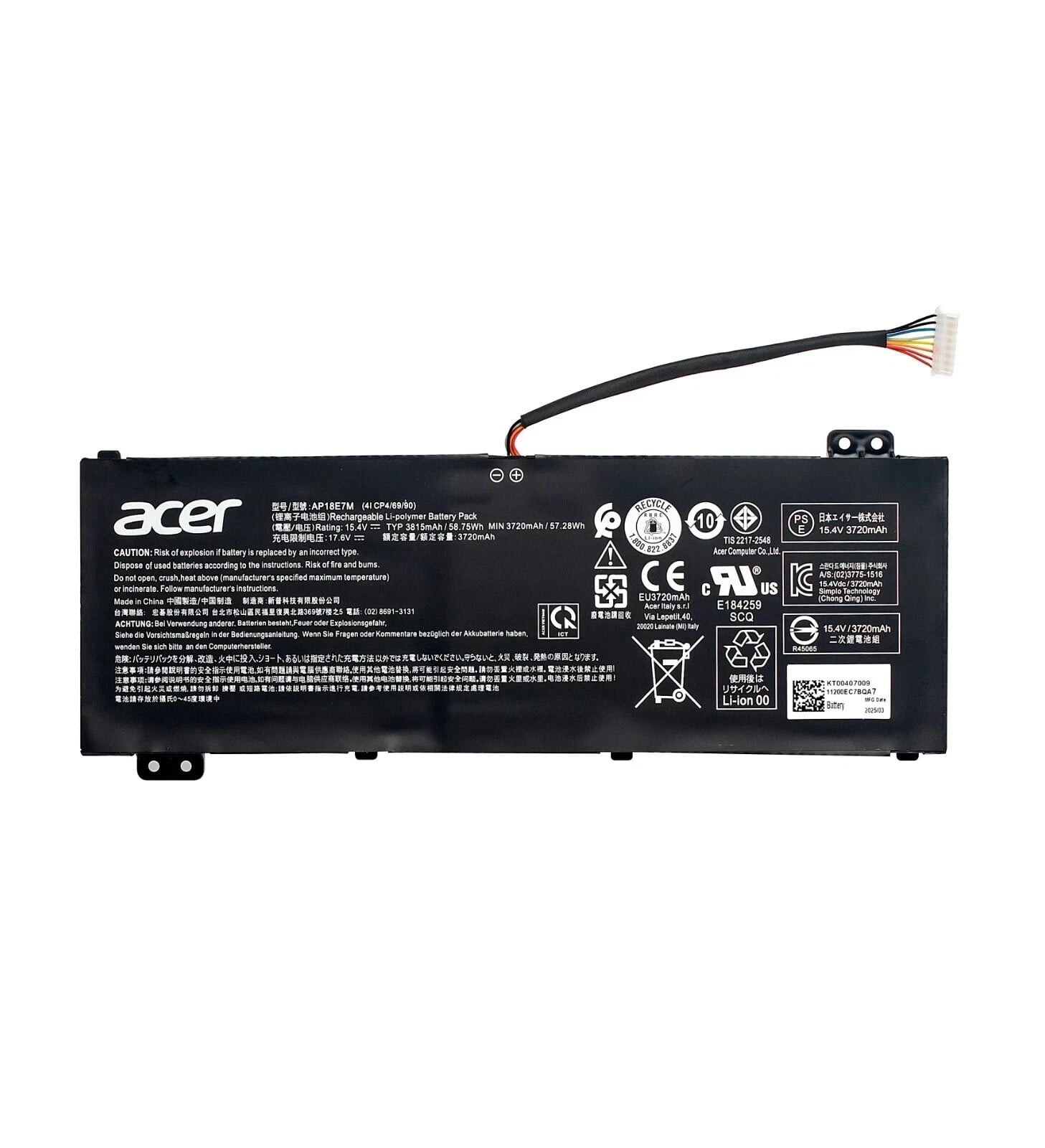 New Genuine AP18E7M 58.75Wh Battery for Acer Predator Helios 300 PH315 ...