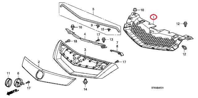 New Genuine Acura RDX Front Grille Base OE 71121STKA02 - Walmart.com