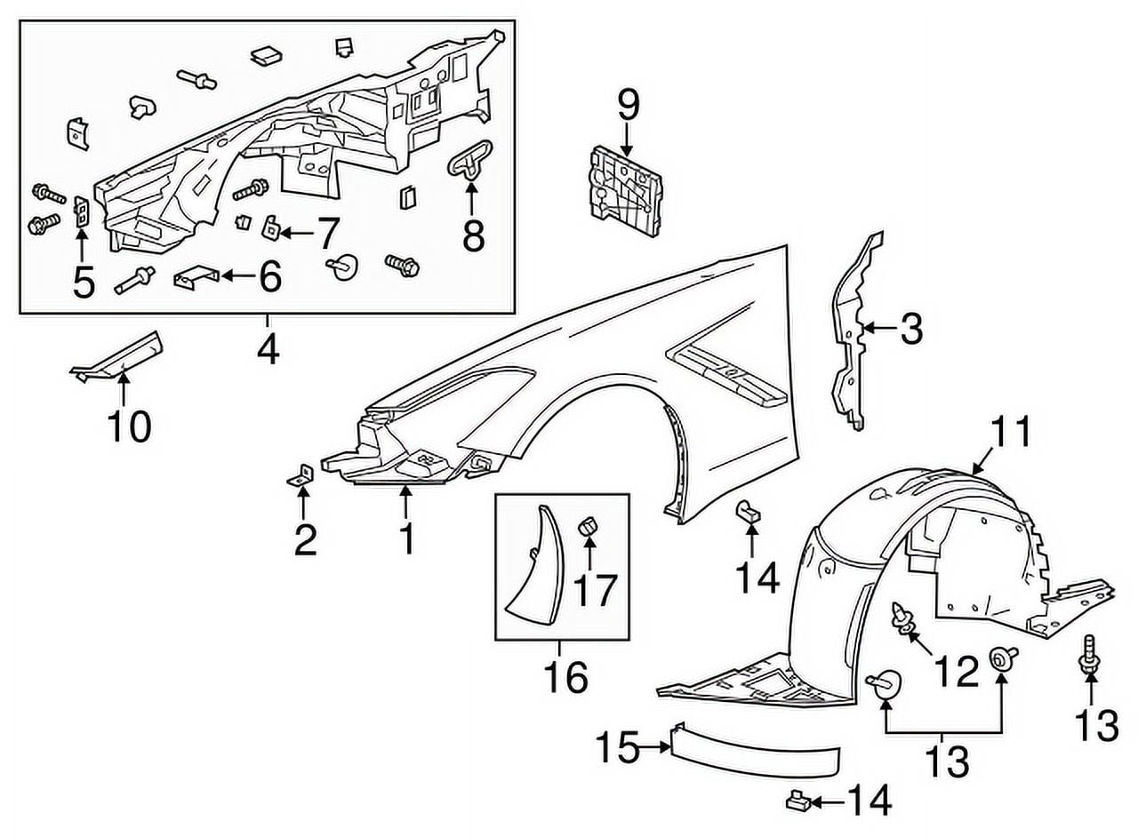 General Motors New Genuine Chevy Corvette Front Fender Liner Splash ...