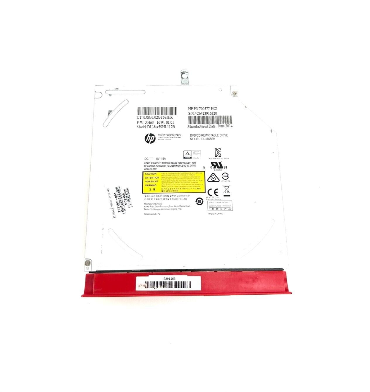 New Genuine HP Pavilion 15-P Series DVD/CD Rewritable Drive Red 763102 ...
