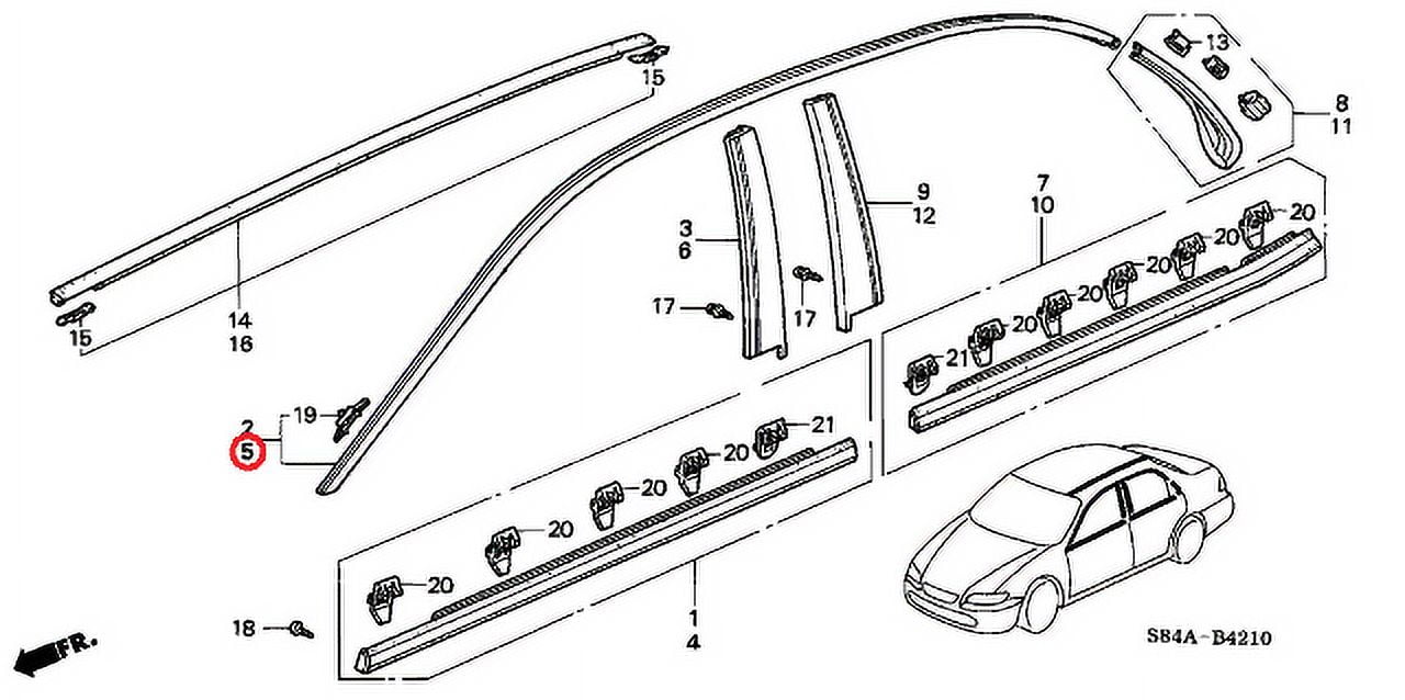 New Genuine Honda Accord Roof Drip Molding Left Driver OE 72460S84A01 ...