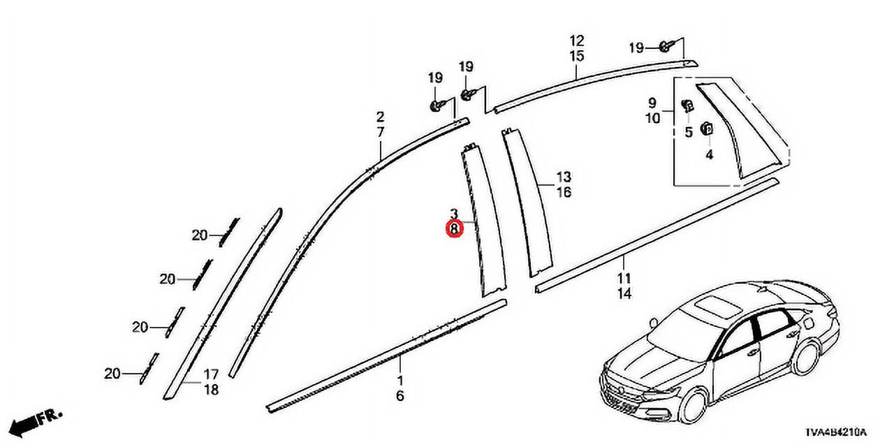 New Genuine Honda Front Door Garnish Trim Left OE 72470TVAA02 - Walmart.com
