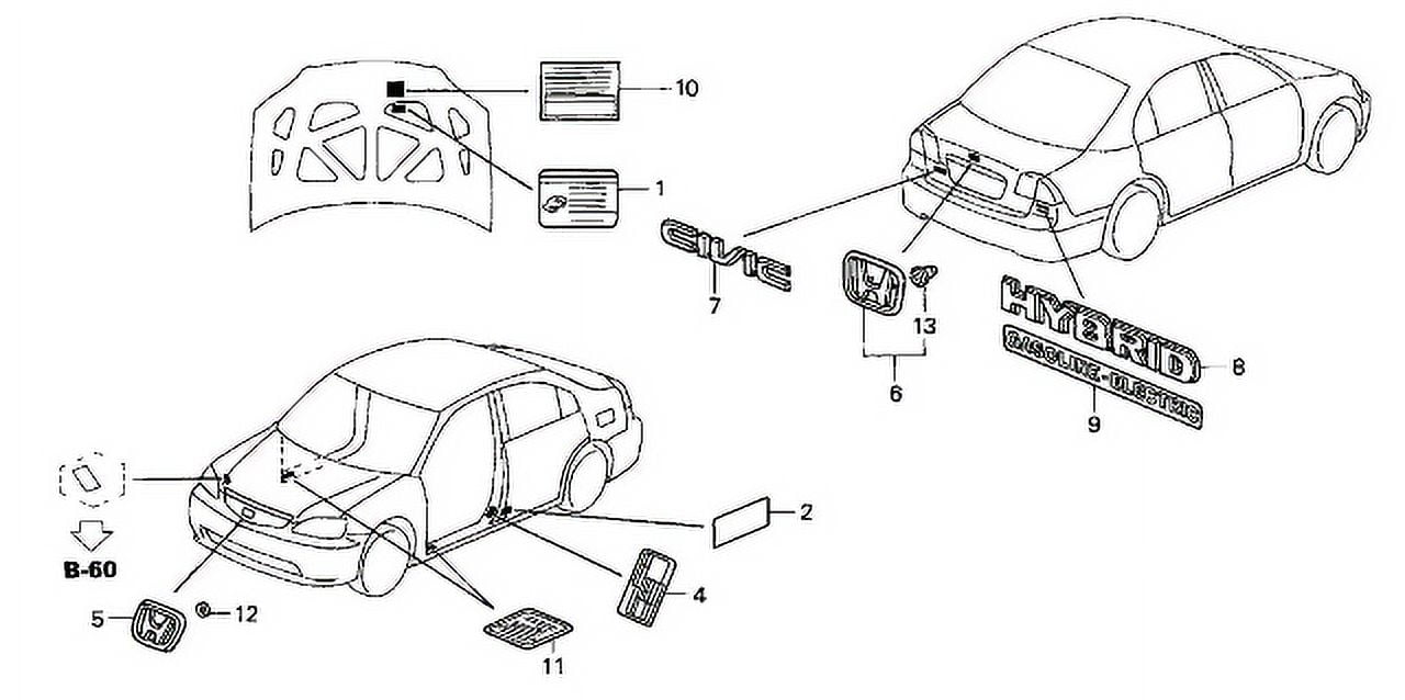 New Genuine Honda SRS Warning Label Sticker (2001-2006) OE 77871SZ3A60 ...