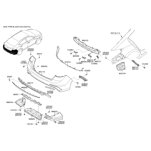 New Genuine Hyundai Elantra Rear Bumper Molding Trim Lower Center OE ...
