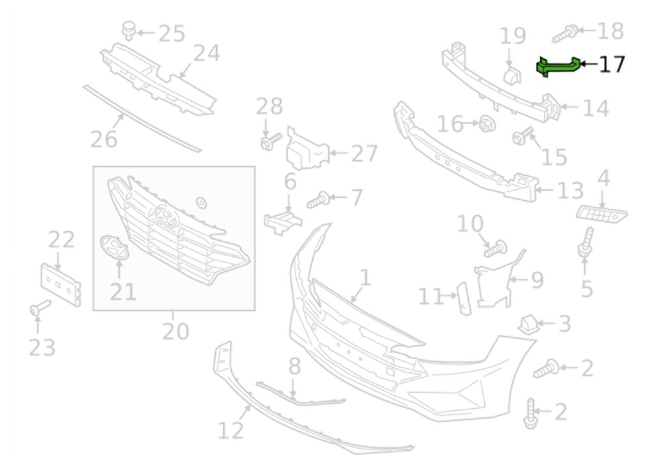 New Genuine Hyundai Front Bumper Grille Reinforcement Right OE ...