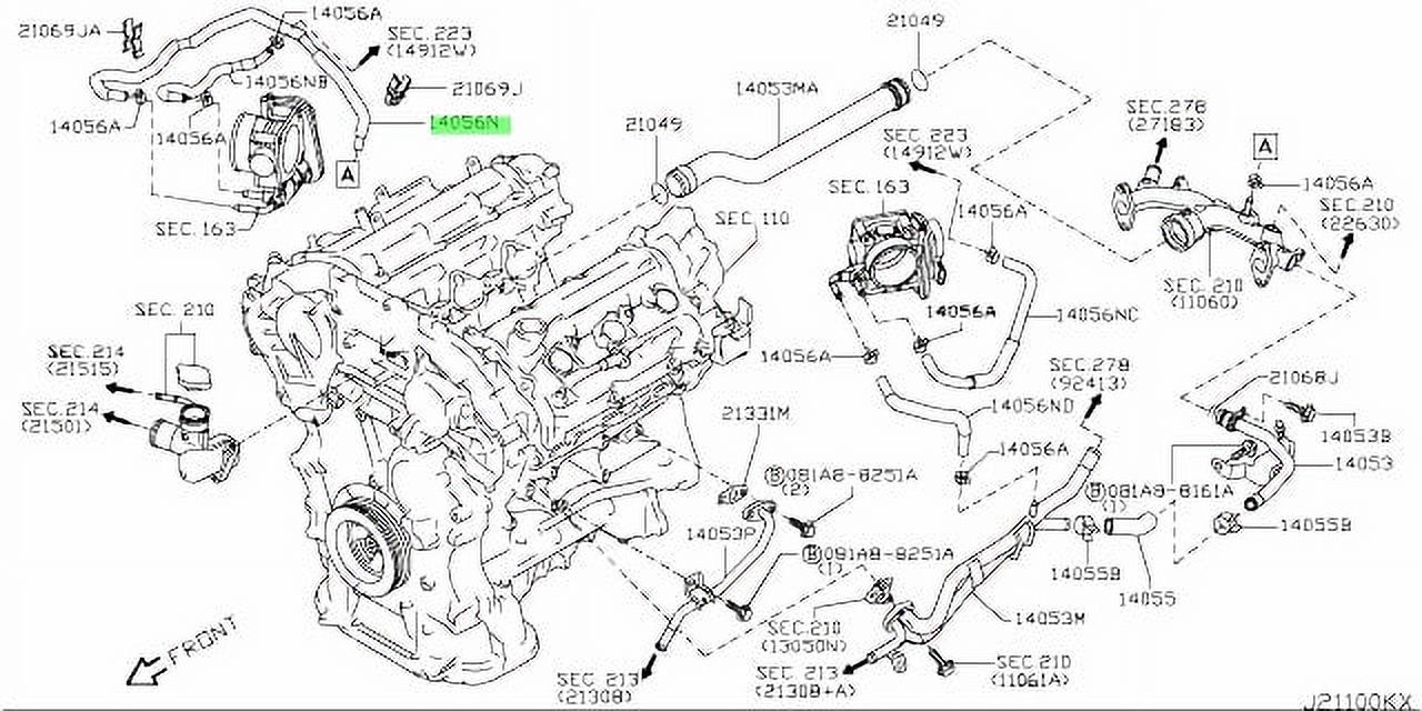 New Genuine Infiniti Engine Coolant Water Hose OE 14056EY01A - Walmart.com