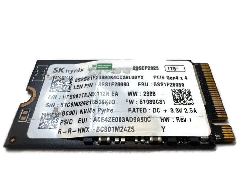 New Genuine Lenovo Yoga Slim 7 14Q8X9 83ED SSD Hard Drive 1TB, M.2, 2242, PCIE4X4, STD, SK HYNIX ...