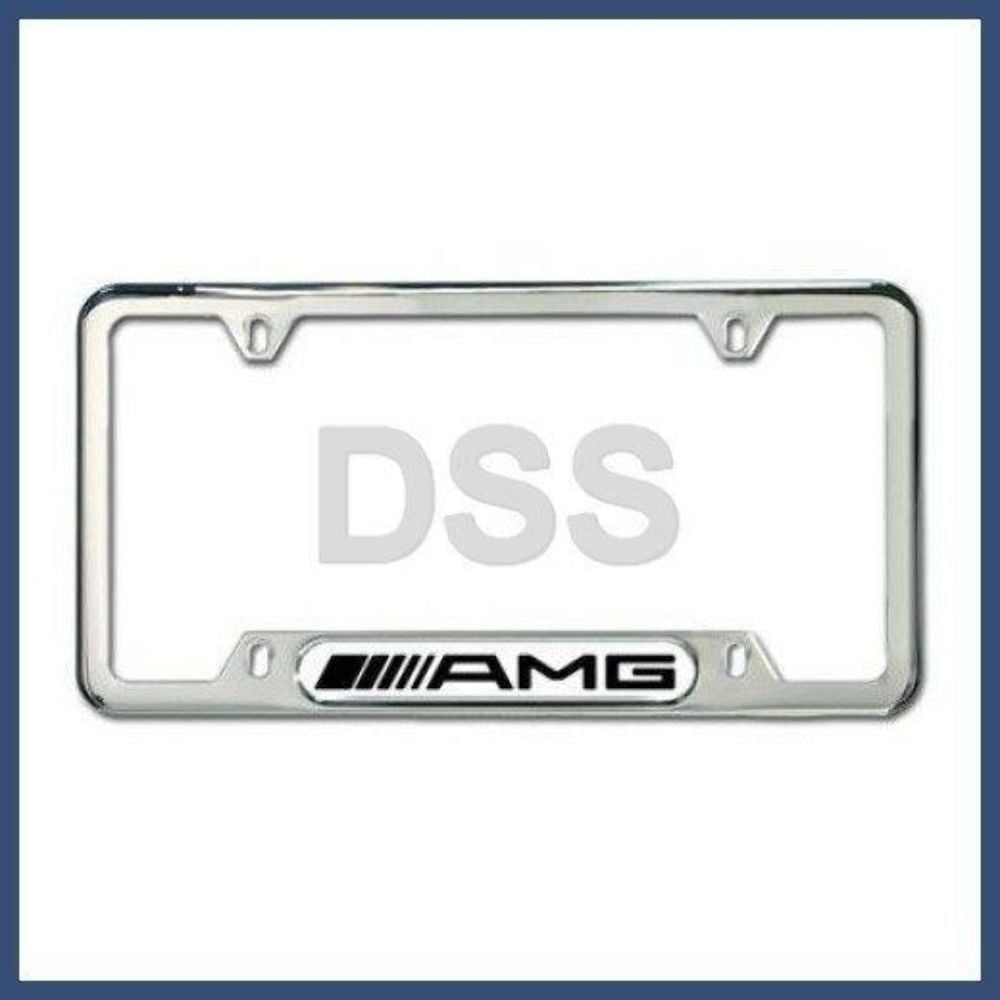 New Genuine Mercedes AMG License Plate Frame / Polished Stainless Steel ...