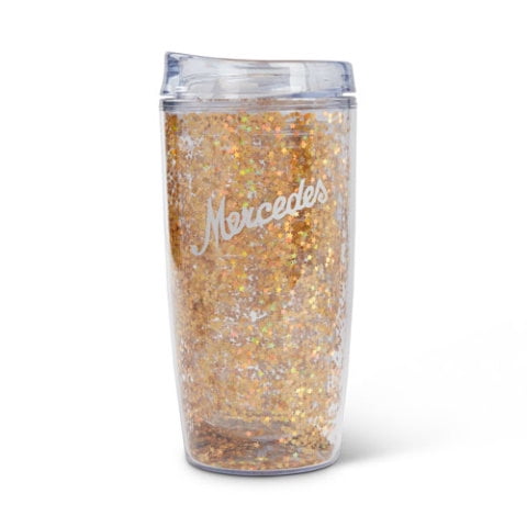 New Genuine Mercedes-Benz Cup Tumbler Drink Clear Gold Confetti 18oz ...
