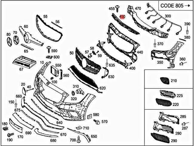 New Genuine Mercedes-Benz Front Bumper Mounting (2012-2018) OE ...