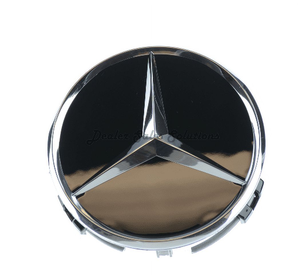 New Genuine Mercedes-Benz Wheel Center Cap Black w/ Chrome Set (x2) OE ...