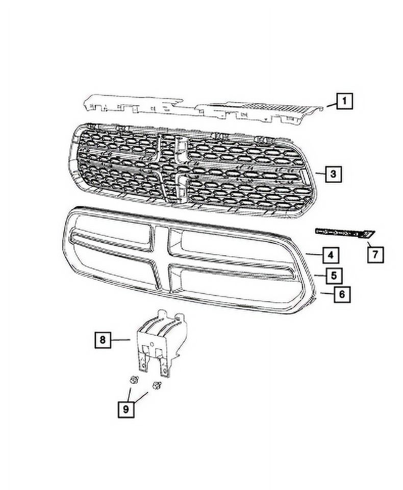 New Genuine Mopar Grille Reinforcement (2014-2022) OE 68227833AA ...