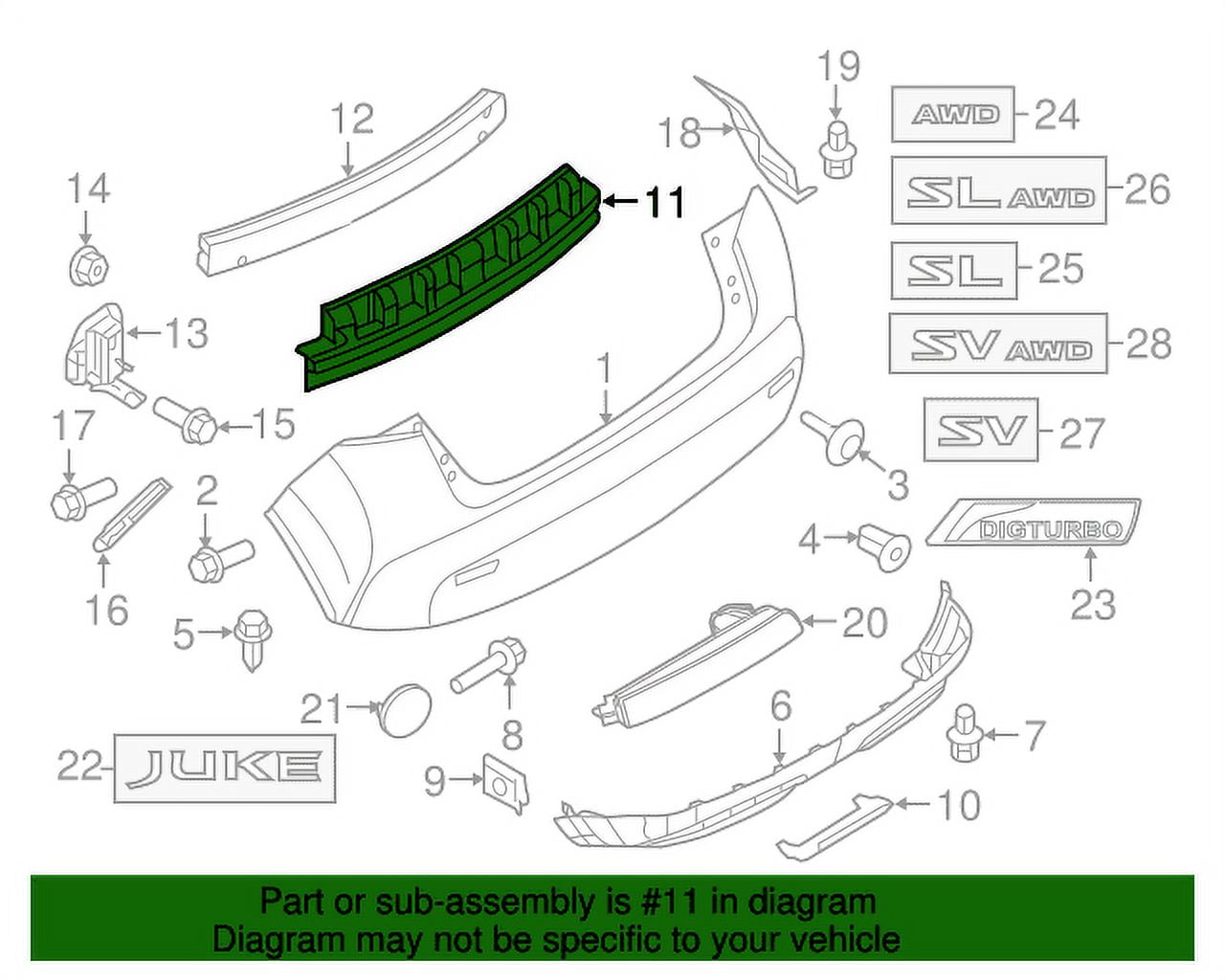 New Genuine Nissan Absorber Assy-Energy,Rear Bumper 850903YM1A / 85090 ...