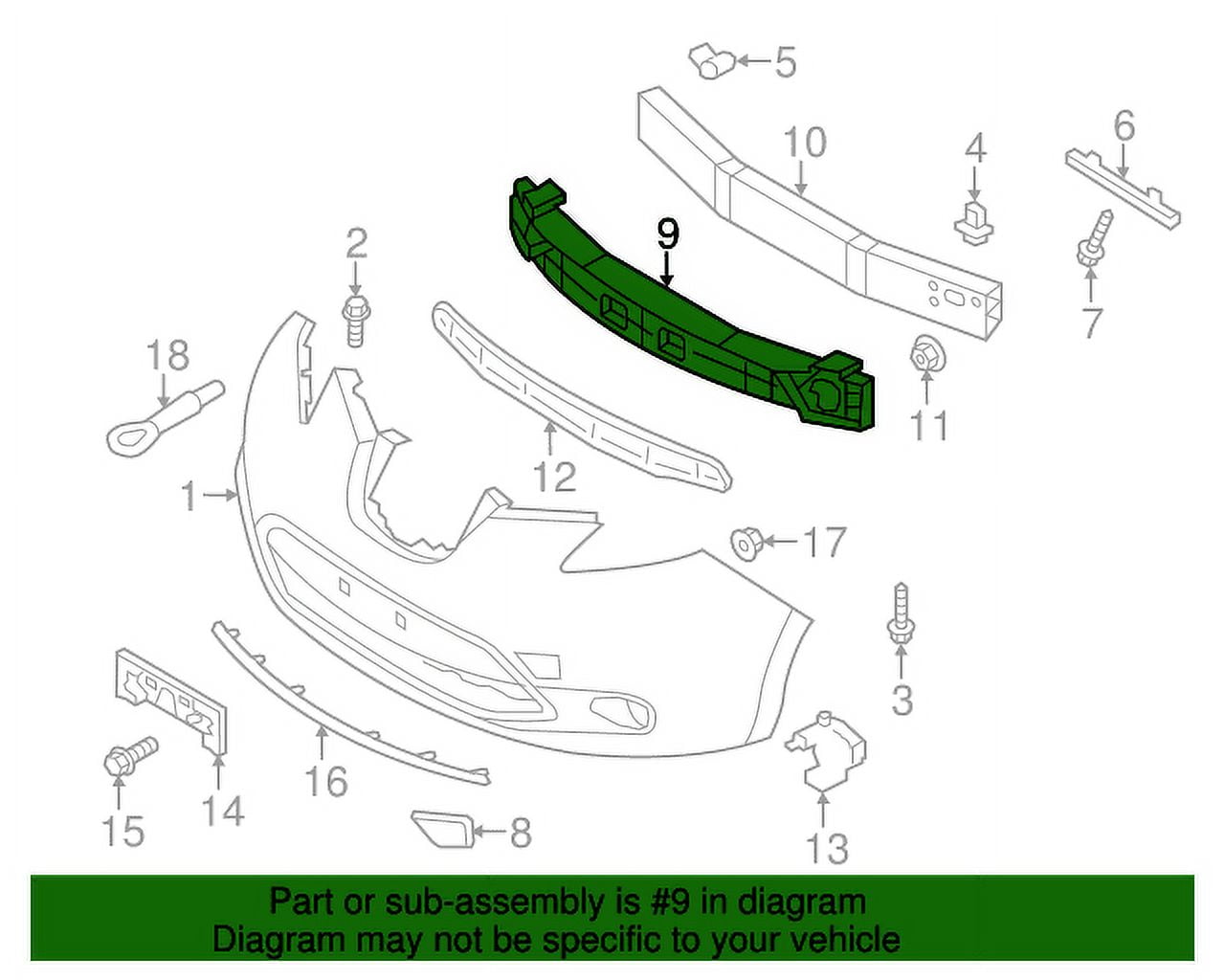 New Genuine Nissan Absorber-Energy,Front Bumper 620903NF0A / 62090 ...