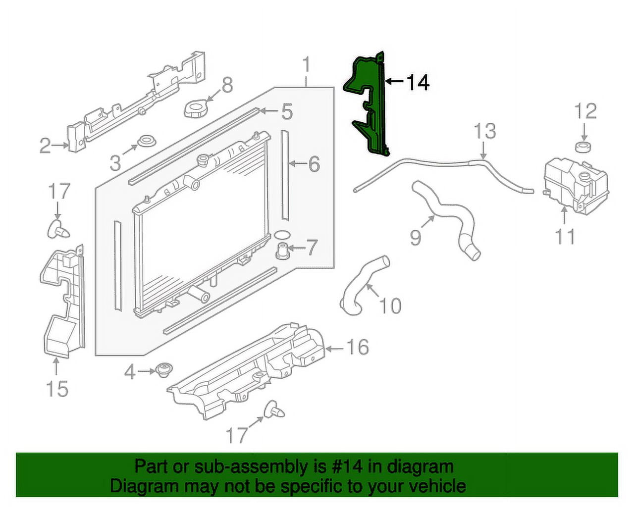 New Genuine Nissan Air Guide-Radiator Side,Rh 215585HK0A / 21558-5HK0A ...