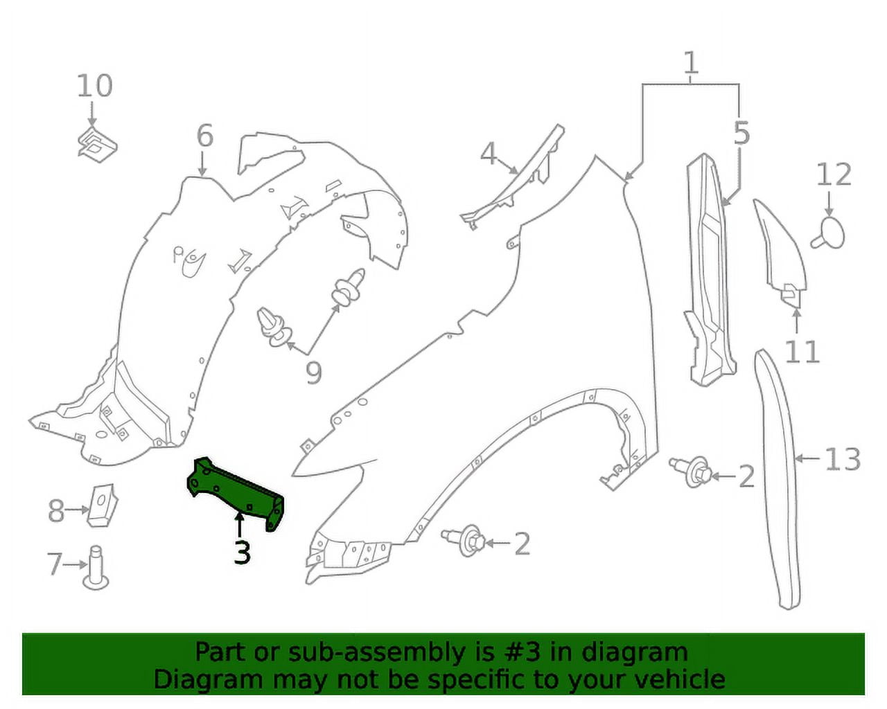 New Genuine Nissan Bracket-Front Fender,Lh F41C14BAAA / F41C1-4BAAA OEM ...