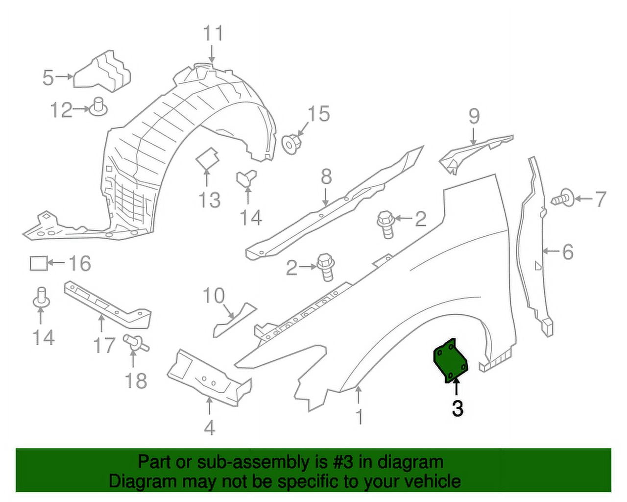 New Genuine Nissan Bracket-Front Fender Lower,Lh F31614RAMA / F3161 ...