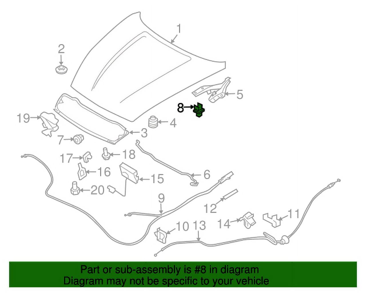 New Genuine Nissan Clamp-Hood Rod 6572201E00 / 65722-01E00 OEM ...