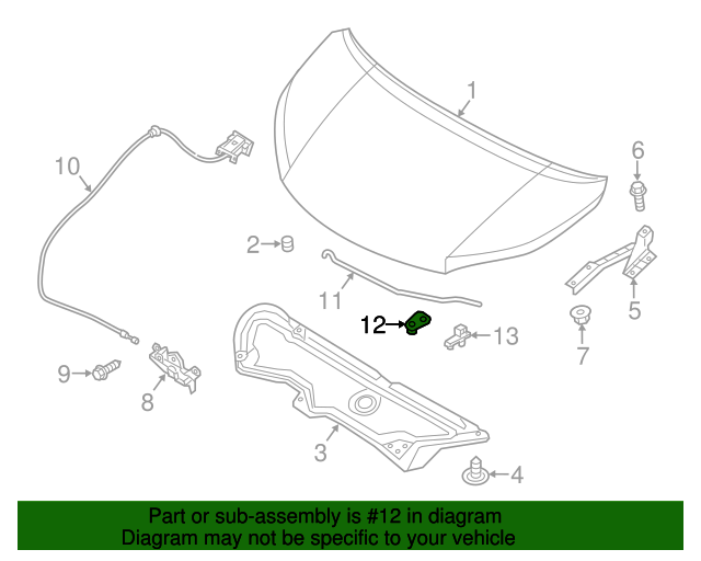 New Genuine Nissan Clamp-Hood Rod 65722EN00A / 65722-EN00A OEM ...