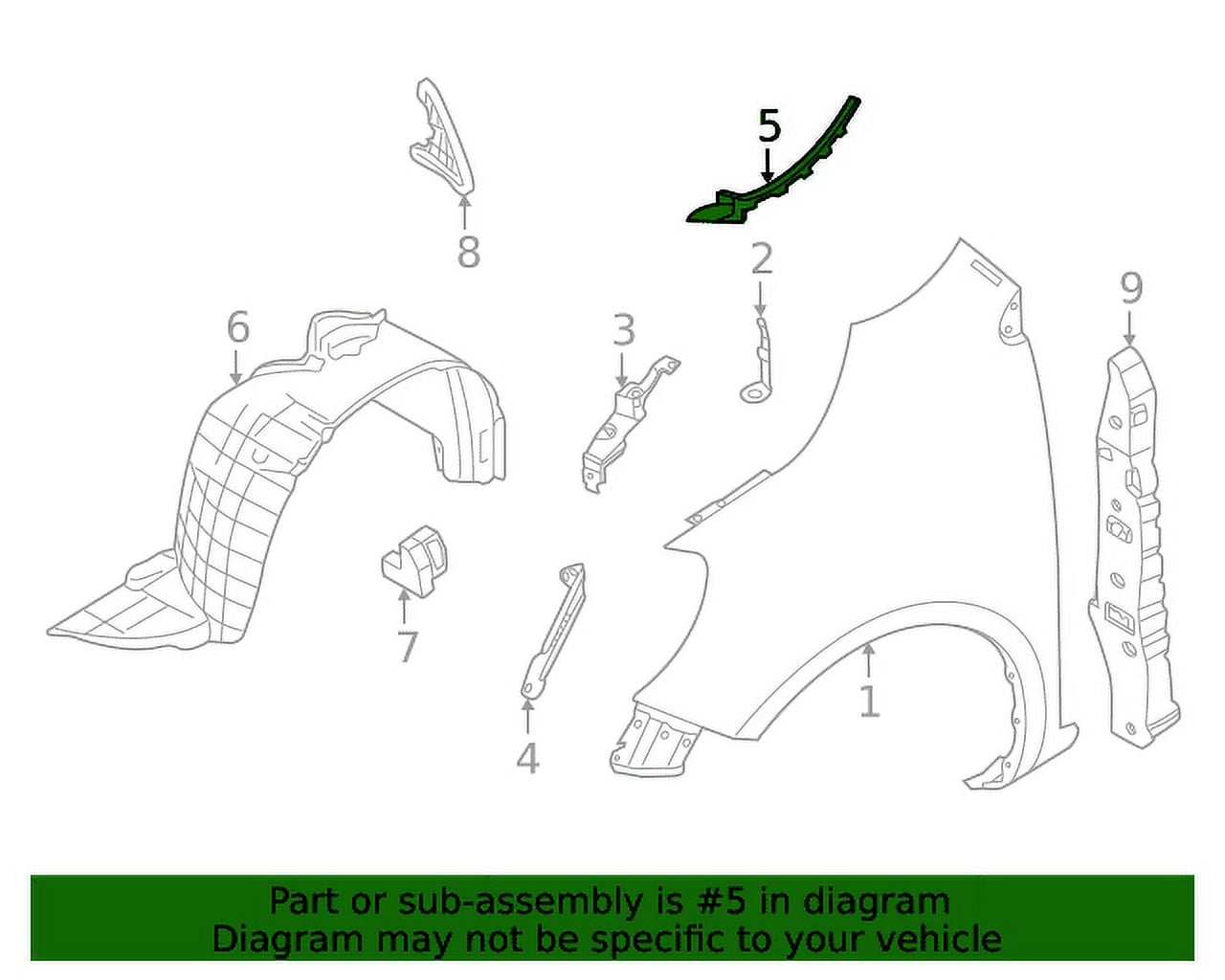 New Genuine Nissan Cover Front Fender,Lh 668955EF0A / 66895-5EF0A OEM ...