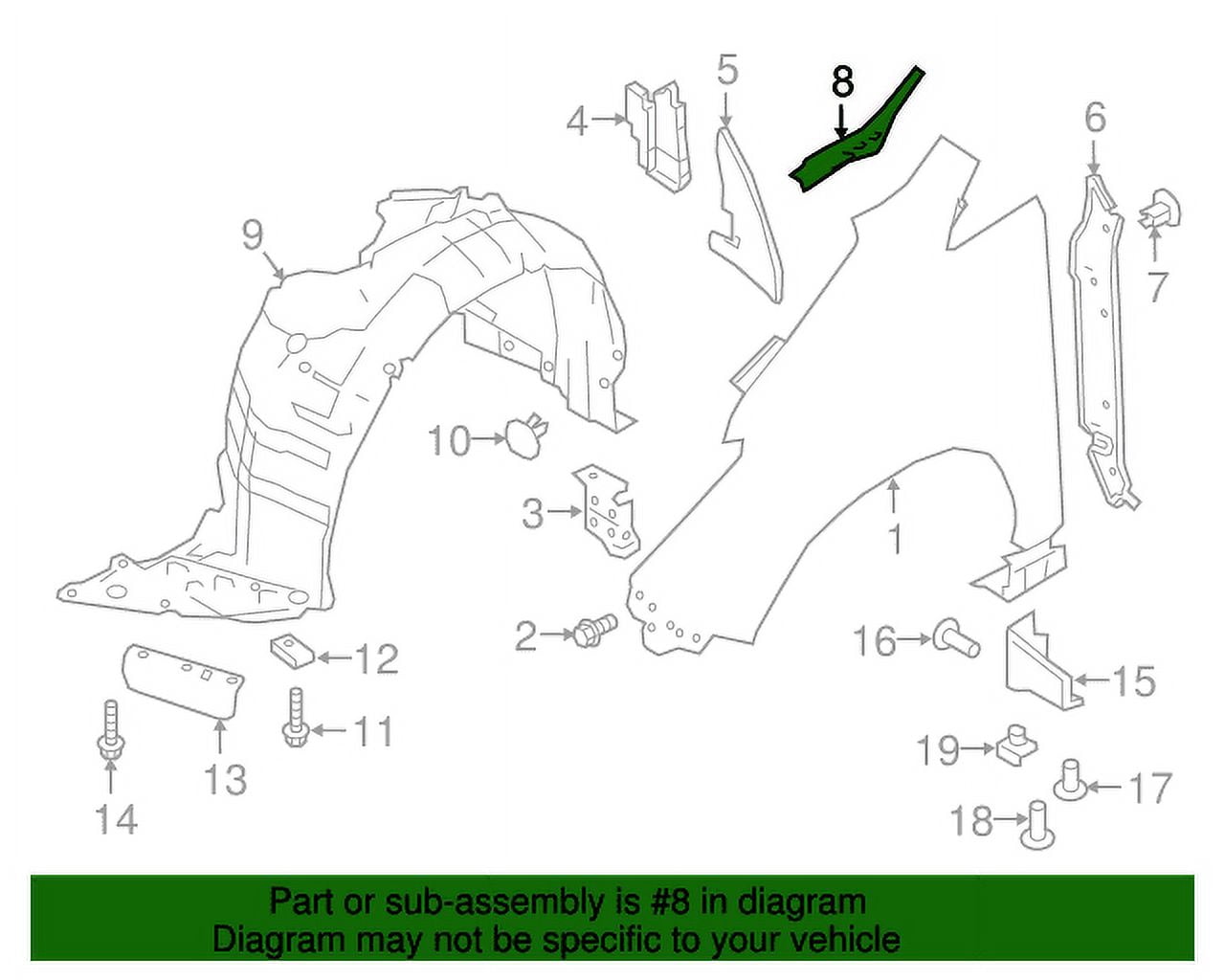 New Genuine Nissan Cover Front Fender,Lh 668955SA0A / 66895-5SA0A OEM ...