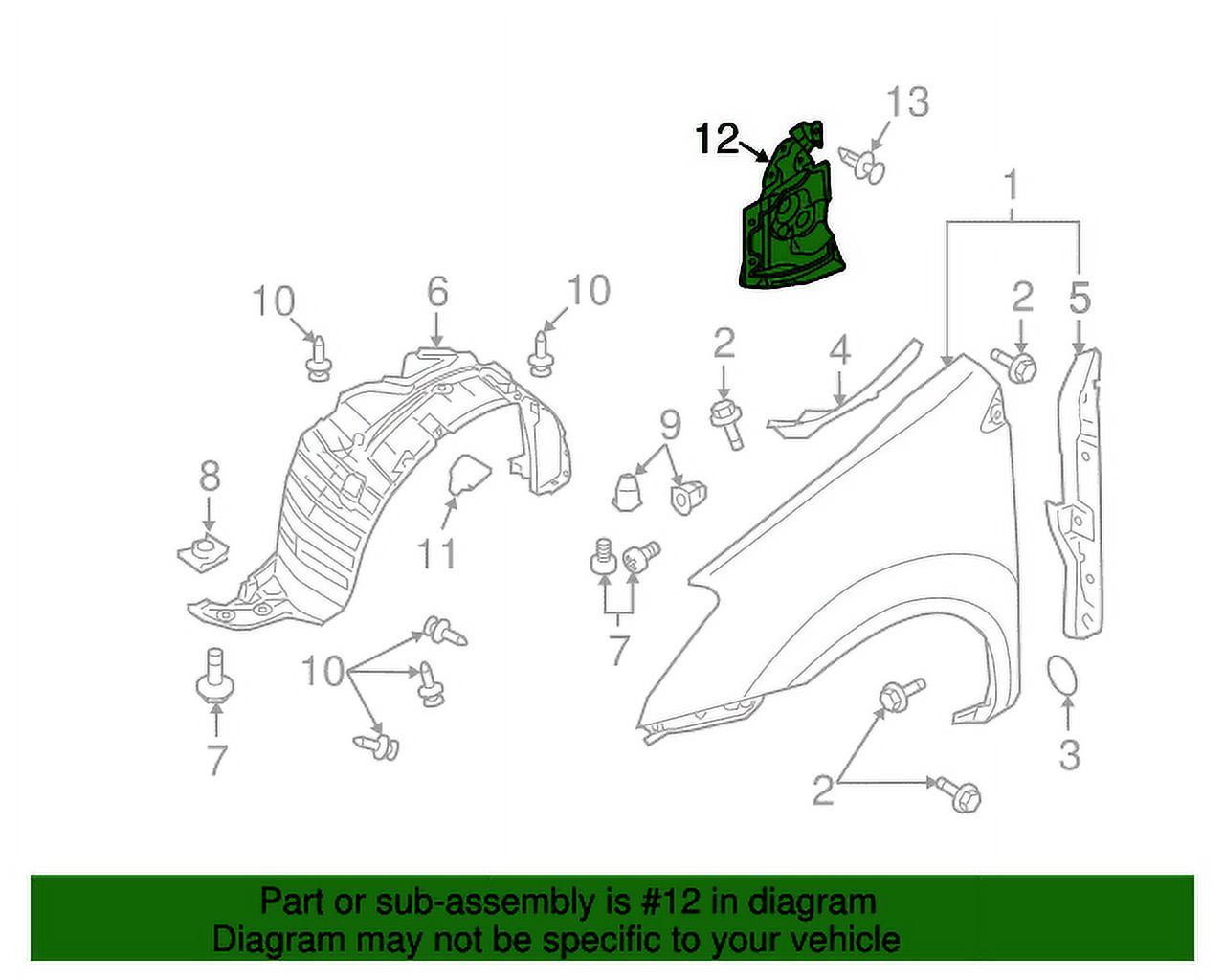 New Genuine Nissan Cover-Splash,Hoodledge Rh 64838JG00A / 64838-JG00A ...
