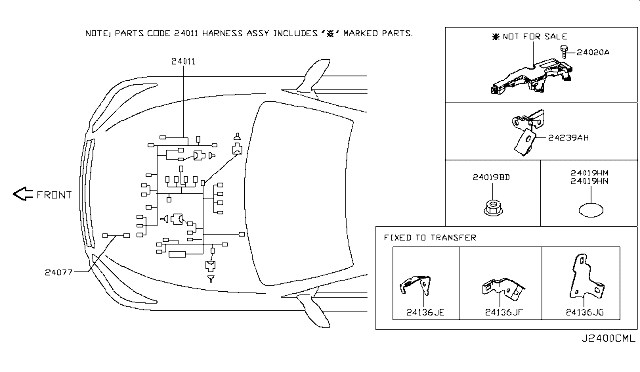 New Genuine Nissan Engine Room Harness Sub-Assembly OE 2401196C8N ...