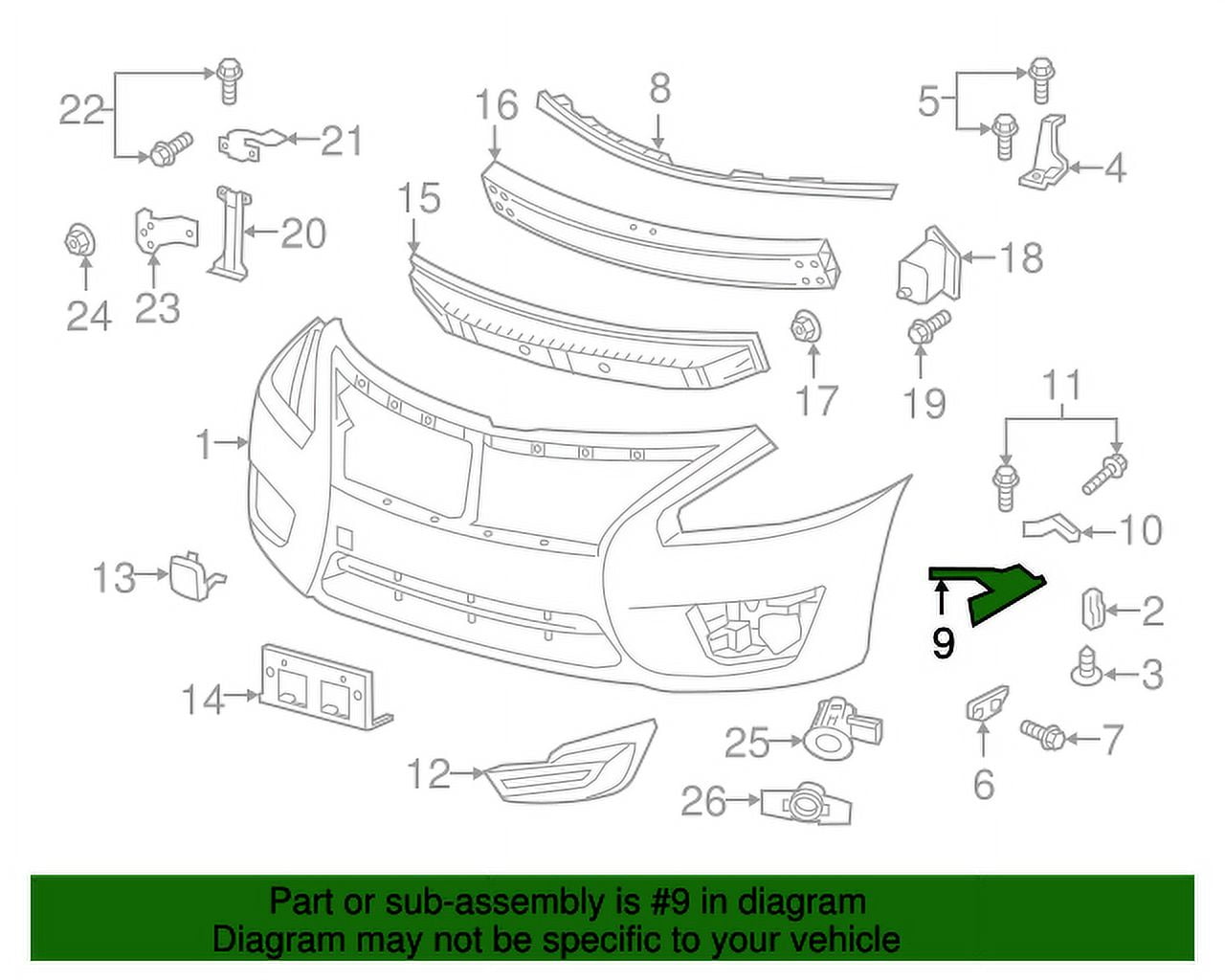 New Genuine Nissan Frame-Fr Bmpr,Lh 620593TA0A / 62059-3TA0A OEM ...