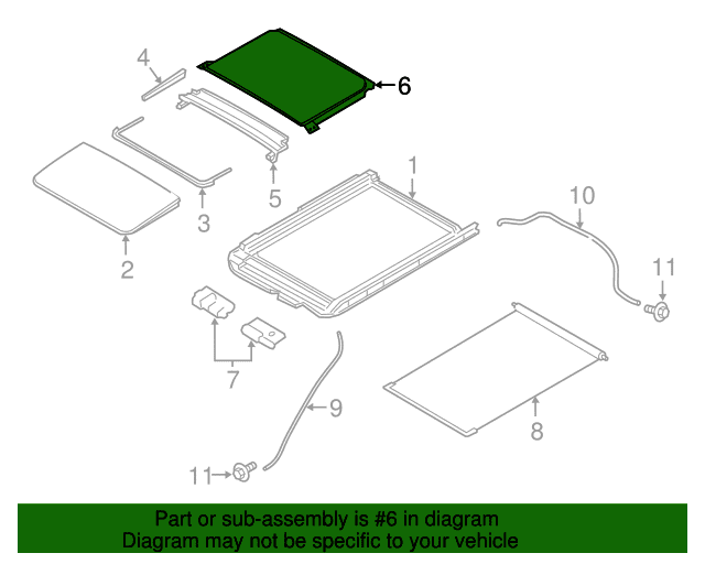 New Genuine Nissan Glass Assy-Sunroof,Rear 916045AA1A / 91604-5AA1A OEM ...