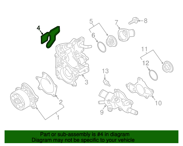 New Genuine Nissan Gskt-Water Inlt 13050EN20B / 13050-EN20B OEM ...
