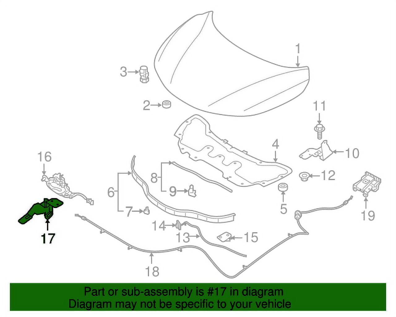 New Genuine Nissan Hook Assy Hood Safety 656036MR0A / 65603-6MR0A OEM ...