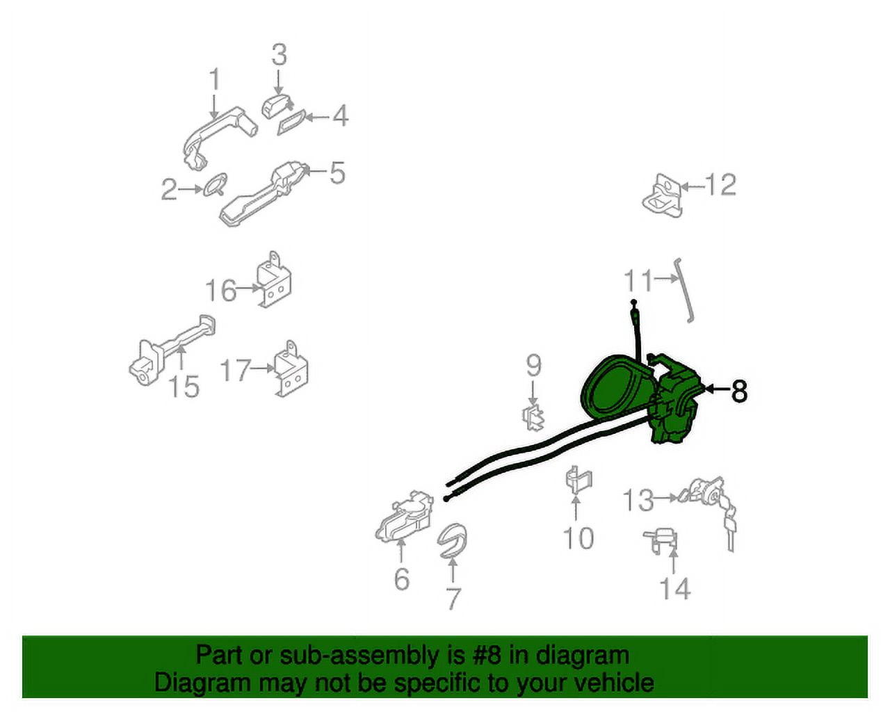 New Genuine Nissan Lock & Remote Control Assy-Front Door,Rh 80500ZN90A ...