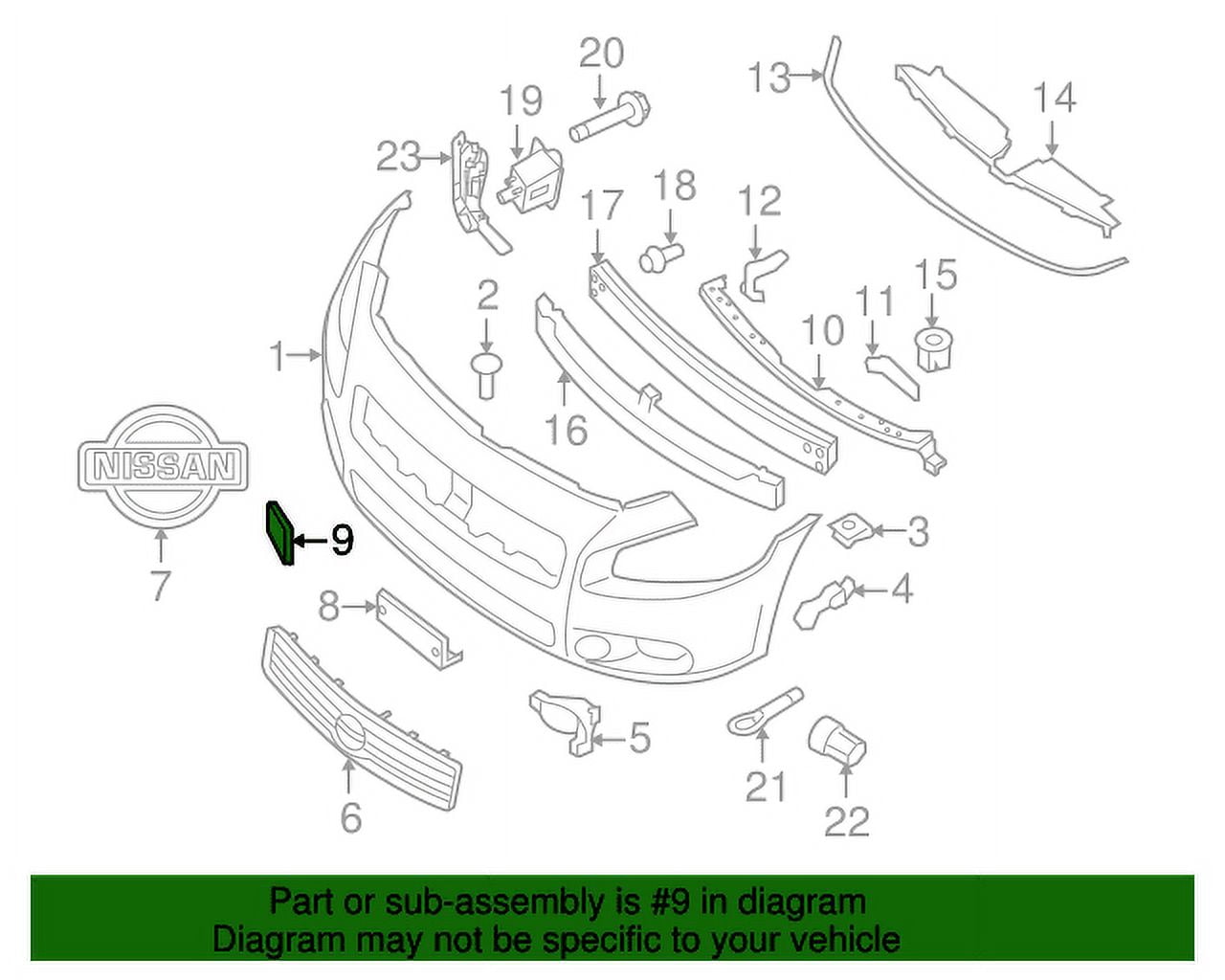 New Genuine Nissan Moulding-Front Bumper,Lower 620869N00H / 62086-9N00H ...