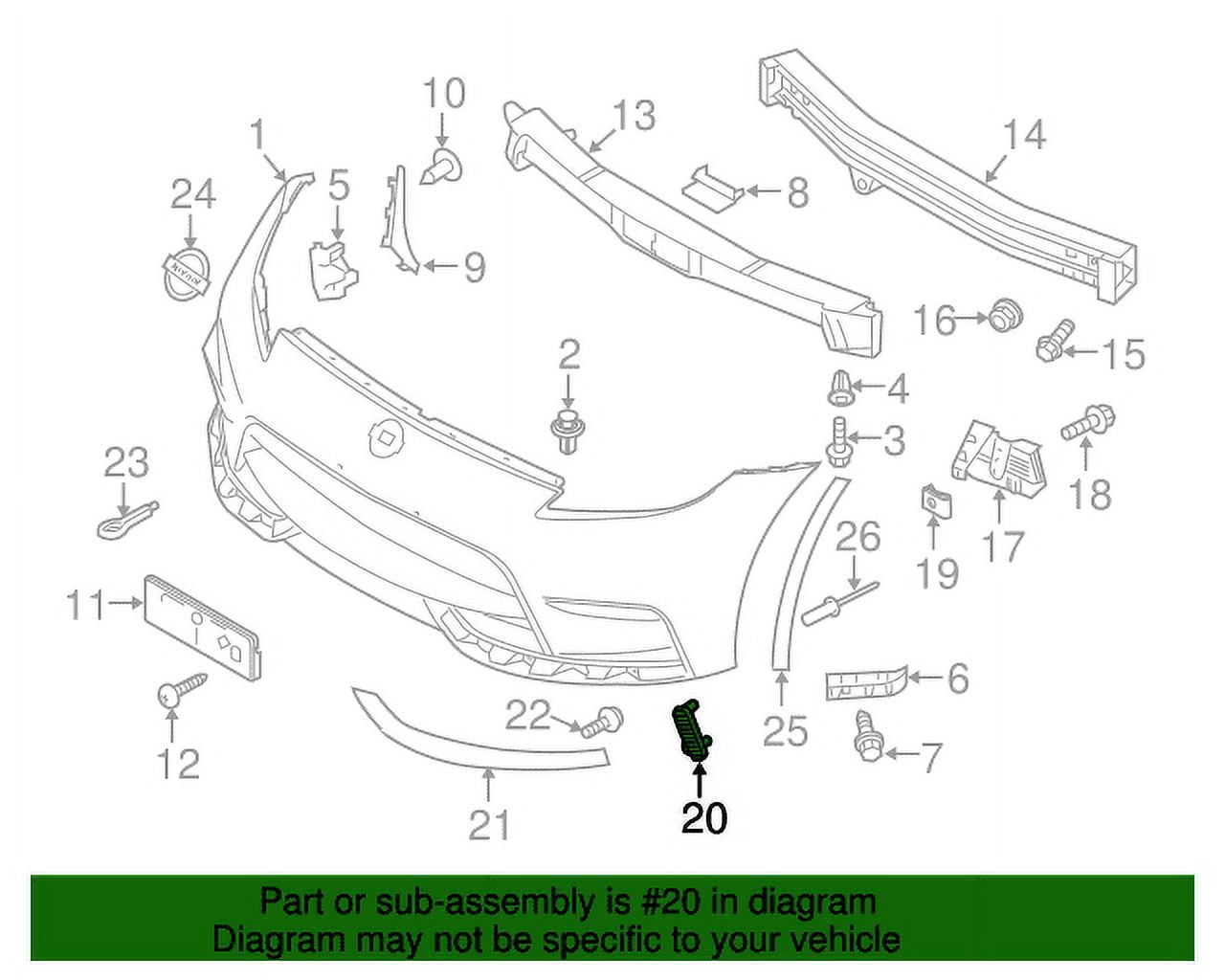 New Genuine Nissan Moulding-Front Bumper,Rh 620766GA0B / 62076-6GA0B ...