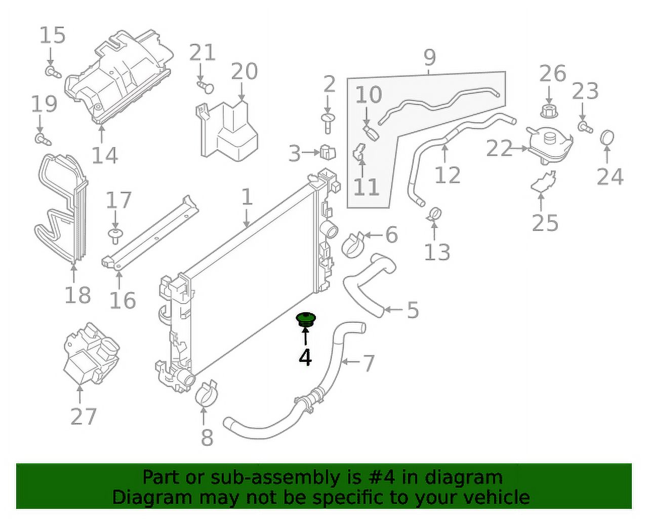 New Genuine Nissan Mounting Rubber,Radiator Upper 2150600Q0B / 21506 ...
