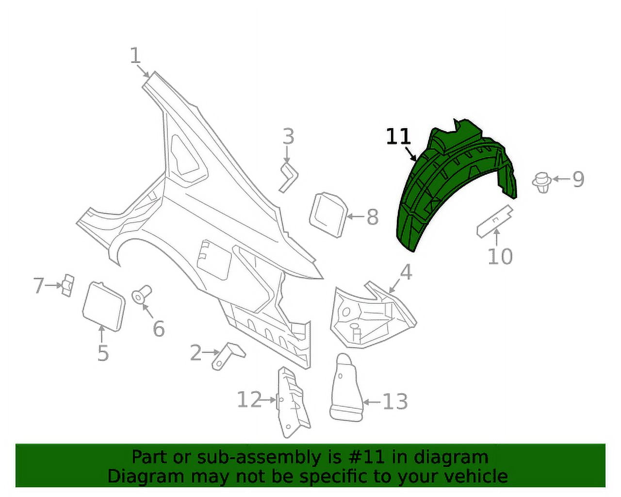 New Genuine Nissan Protector Rear-Wheel House, H 767493TA0A / 76749 ...